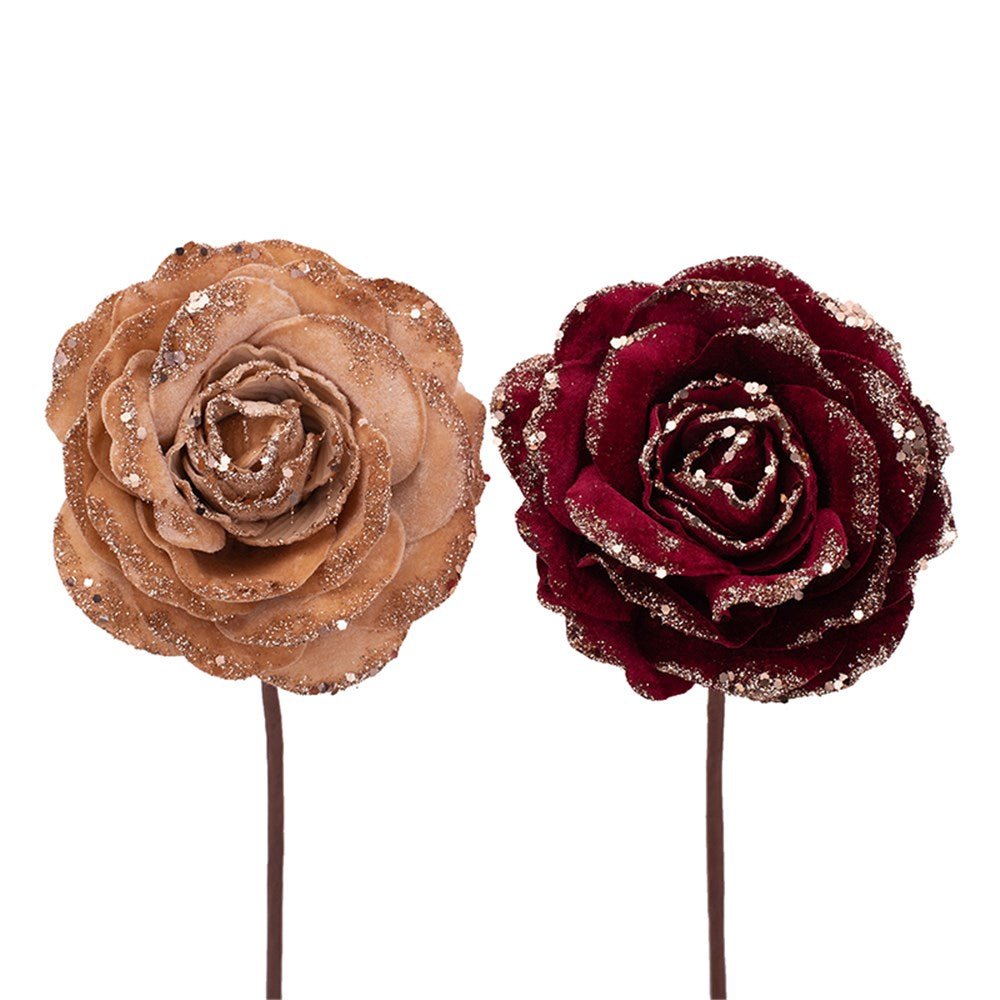 14cm Gold & Burgundy Rose Stem with Rose Gold Detail – Everything Party