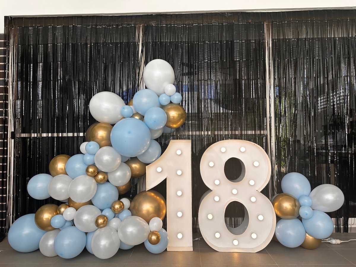 18th Birthday Balloon Garland with 1m LED Number Lights – Everything Party