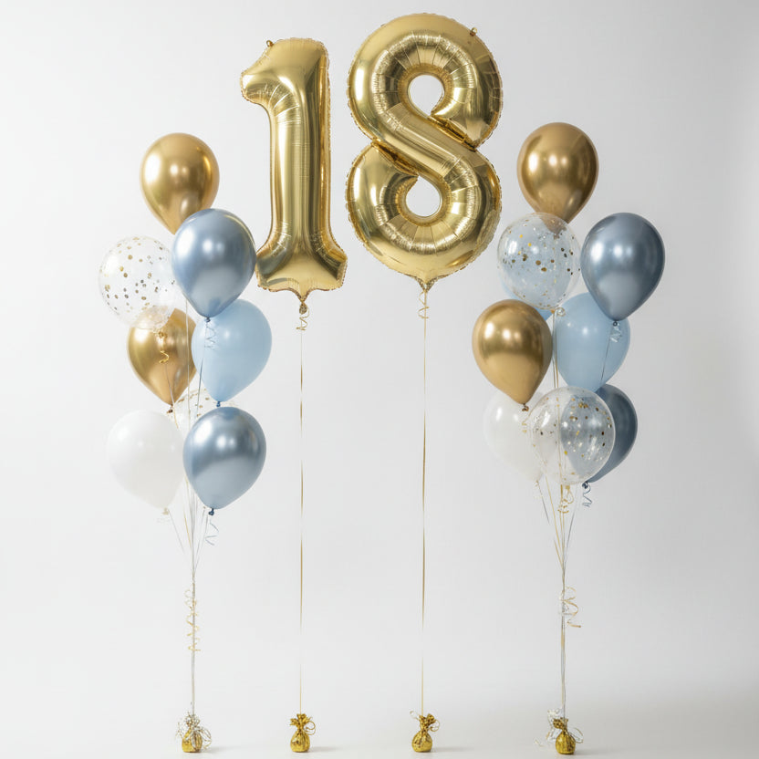 18th Birthday Jumbo Number Foil Balloon with Latex Balloon Bouquet ...