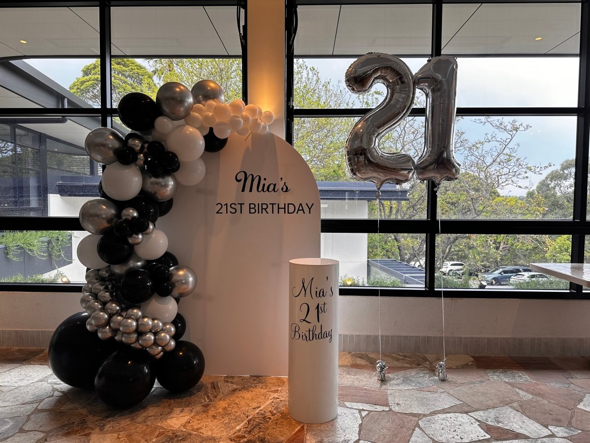 21st Birthday Balloon Garland with Customized Backdrop – Everything Party