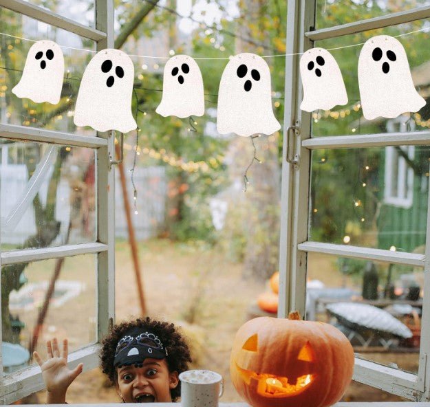 3m Silver Glitter Ghost Banner – Halloween Party Decoration ...