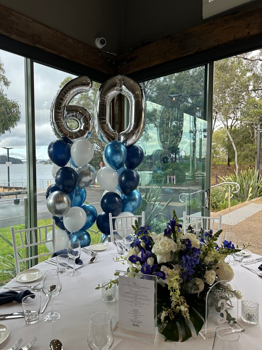 60th Birthday Jumbo Foil Number Helium Balloon Bouquet – Everything Party