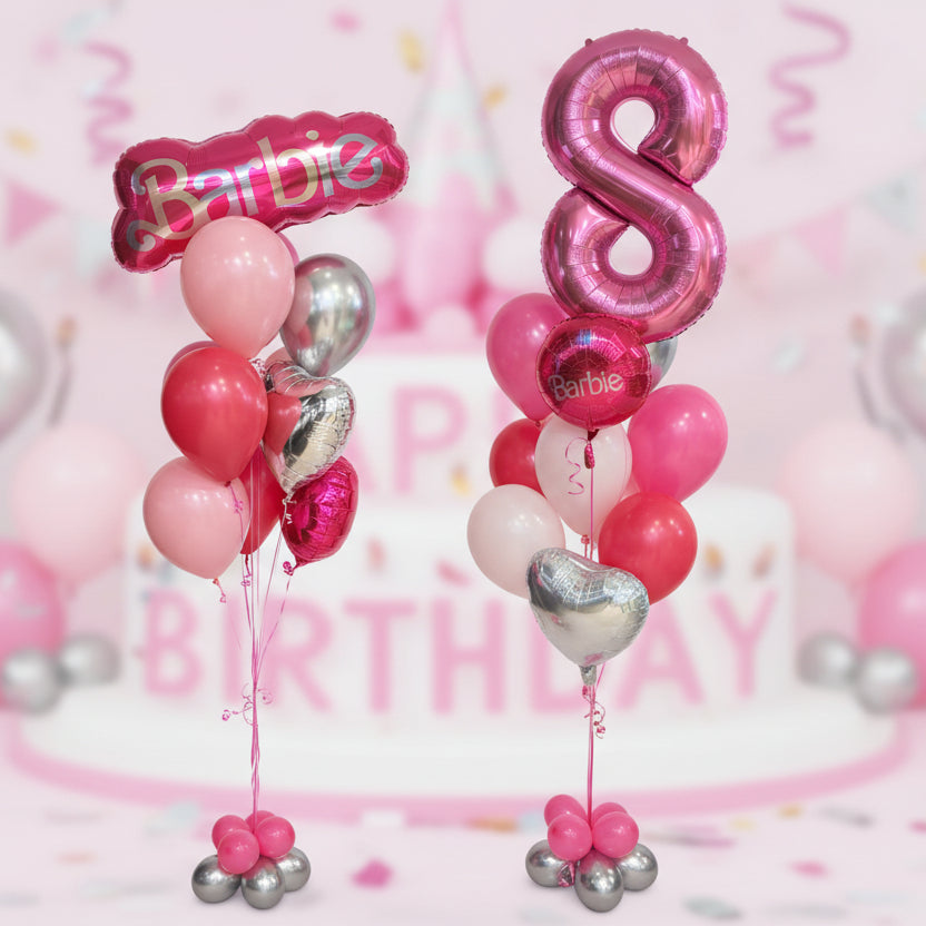 8th Birthday Barbie Theme Number Shape Foil Helium Balloon Bouquet ...