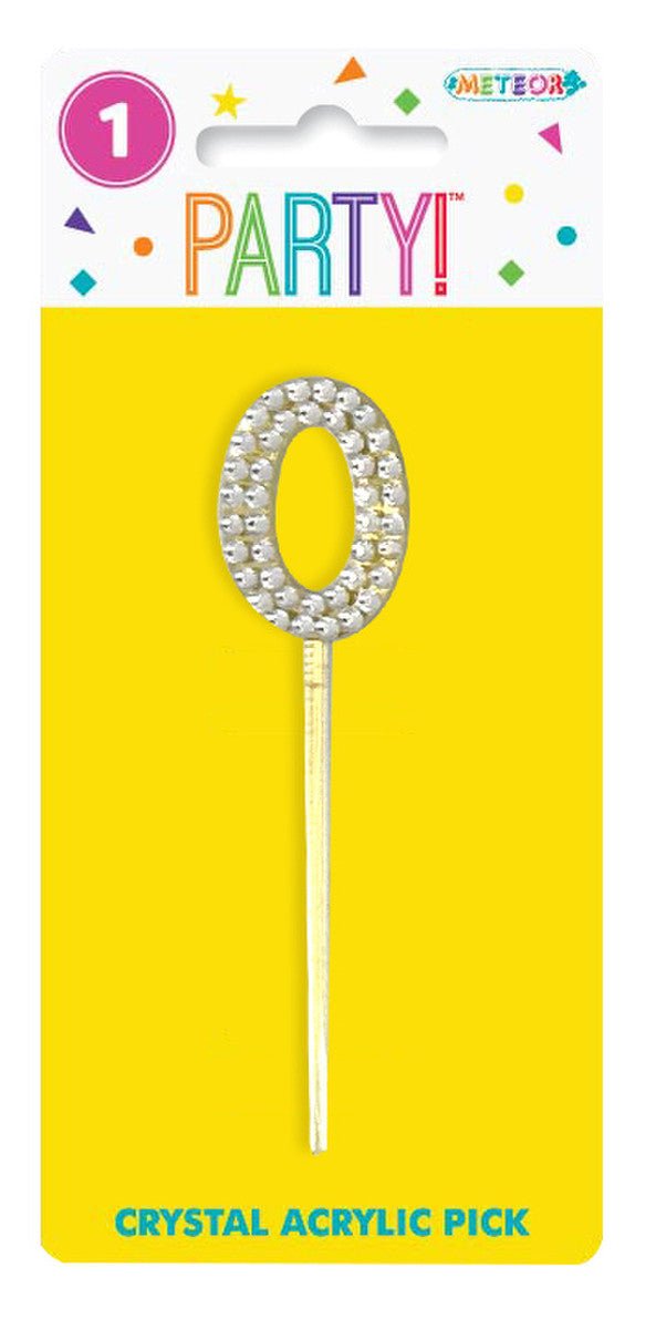Acrylic Crystal Number Pick Cake Topper - Number 0 – Everything Party