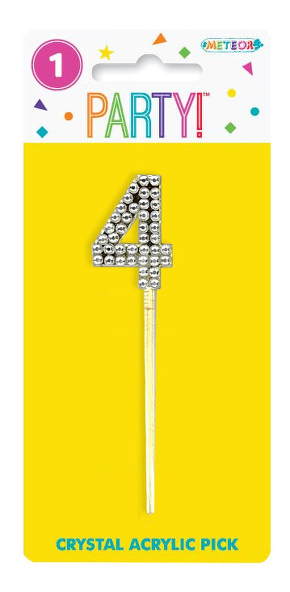 Acrylic Crystal Number Pick Cake Topper - Number 4 – Everything Party
