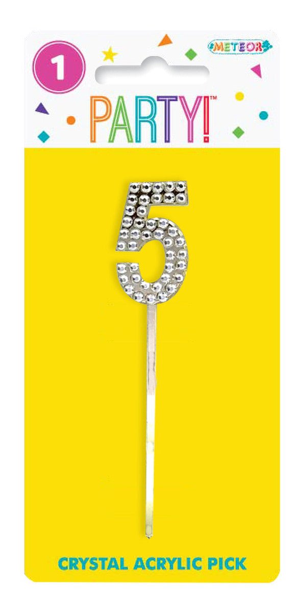 Acrylic Crystal Number Pick Cake Topper - Number 5 – Everything Party
