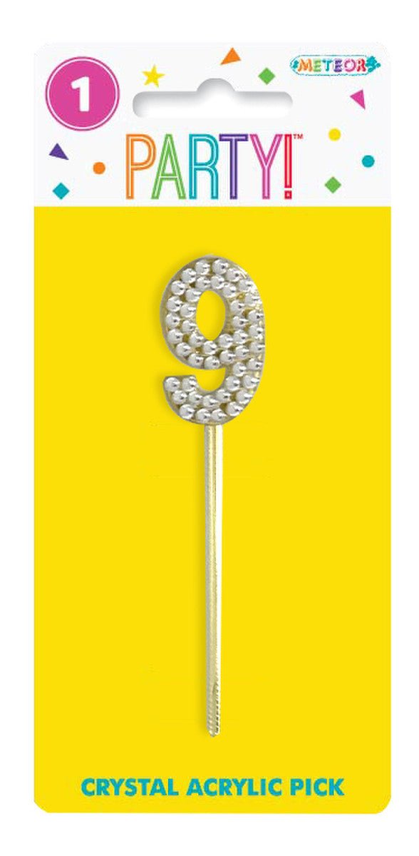 Acrylic Crystal Number Pick Cake Topper - Number 9 – Everything Party