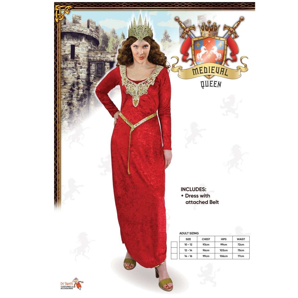 Adult Medieval Queen Costume – Red – Everything Party