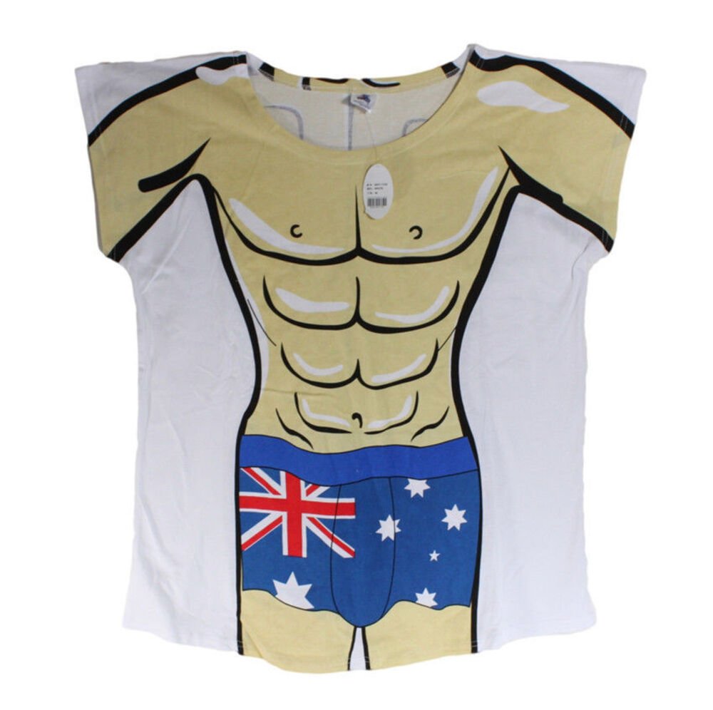 Aussie Muscle Man Novelty Beach T-Shirt – Everything Party