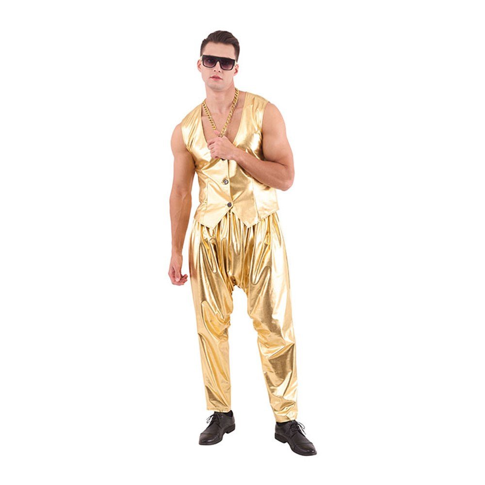 MC Rapper Costume – Men's Gold Hip-Hop Vest & Pants Set – Everything Party