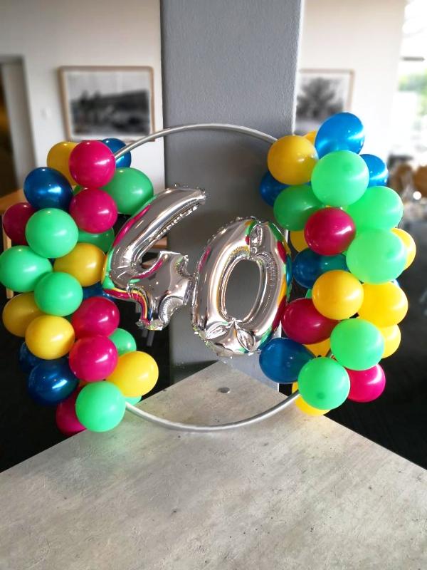 40th Birthday Balloon Column and Wreath Arrangement – Everything Party