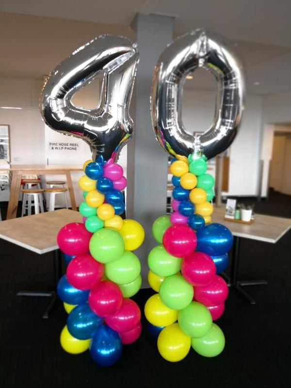 40th Birthday Balloon Column and Wreath Arrangement – Everything Party