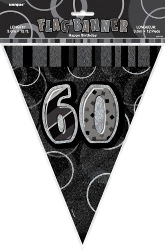 60th Birthday Flag Banner (Blue, Pink, Black) – Everything Party