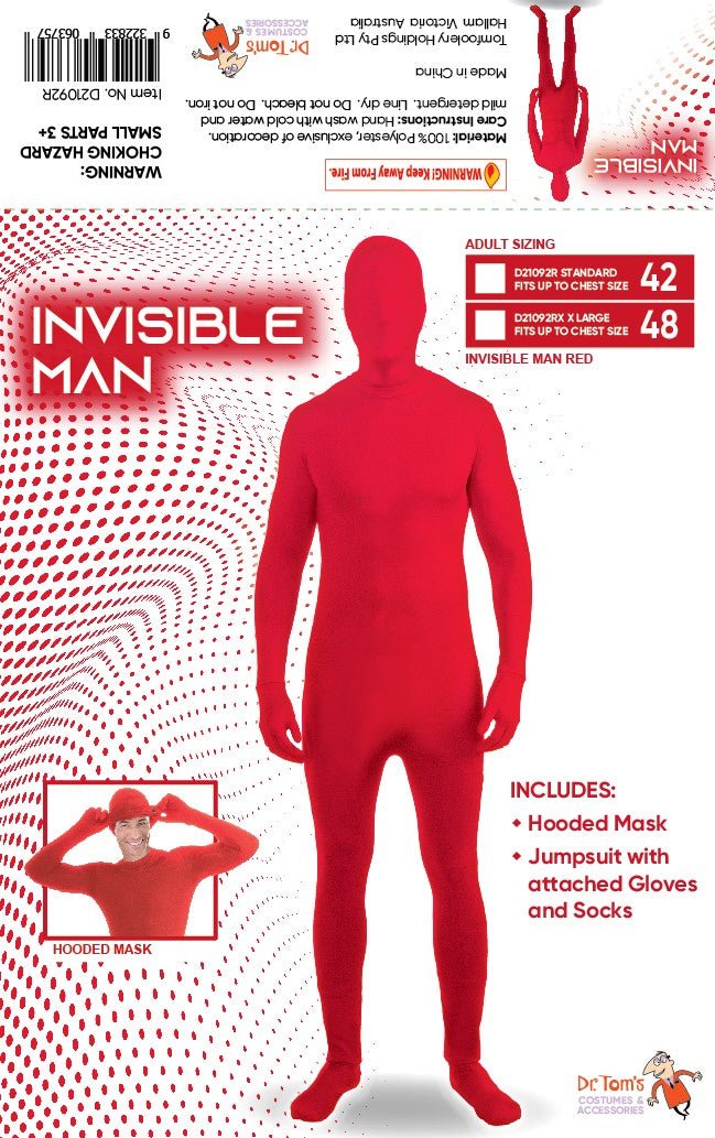 Adult Red Invisible Man Morphsuit – Everything Party