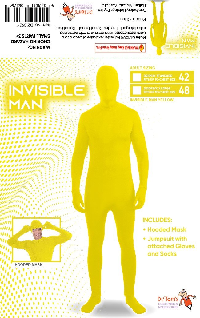Adult Yellow Invisible Man Morphsuit – Everything Party