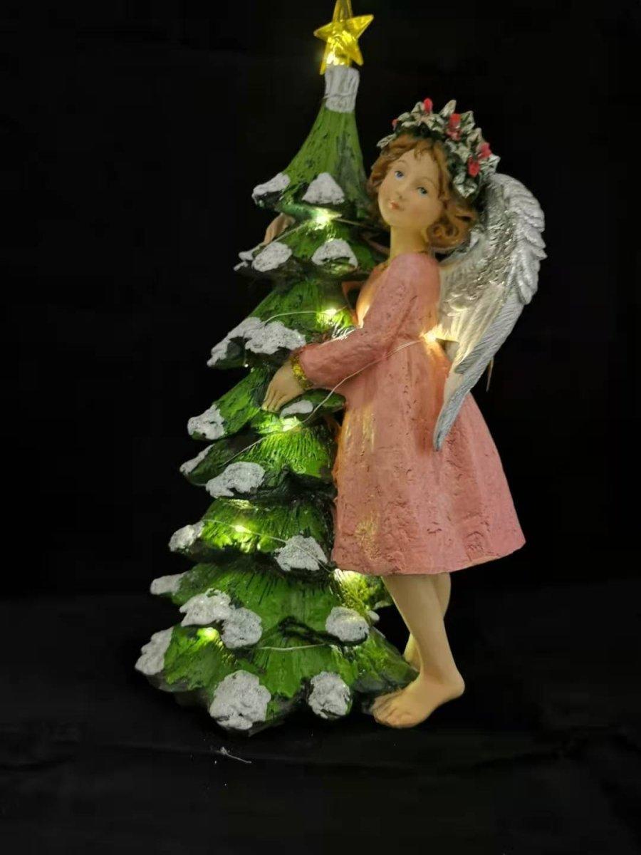 Large Ceramic Christmas Angel Decoration with LED Lights – Everything Party
