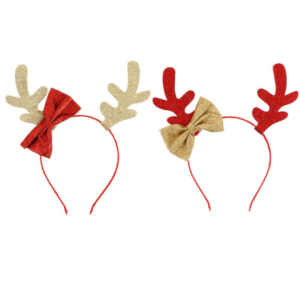Christmas Headband - Glitter Reindeer Antlers with Bow – Everything Party