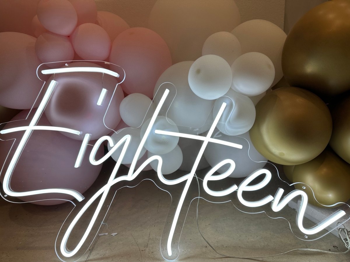 Party Hire - 18th Birthday Eighteen Neon Light Sign Party Decoration ...
